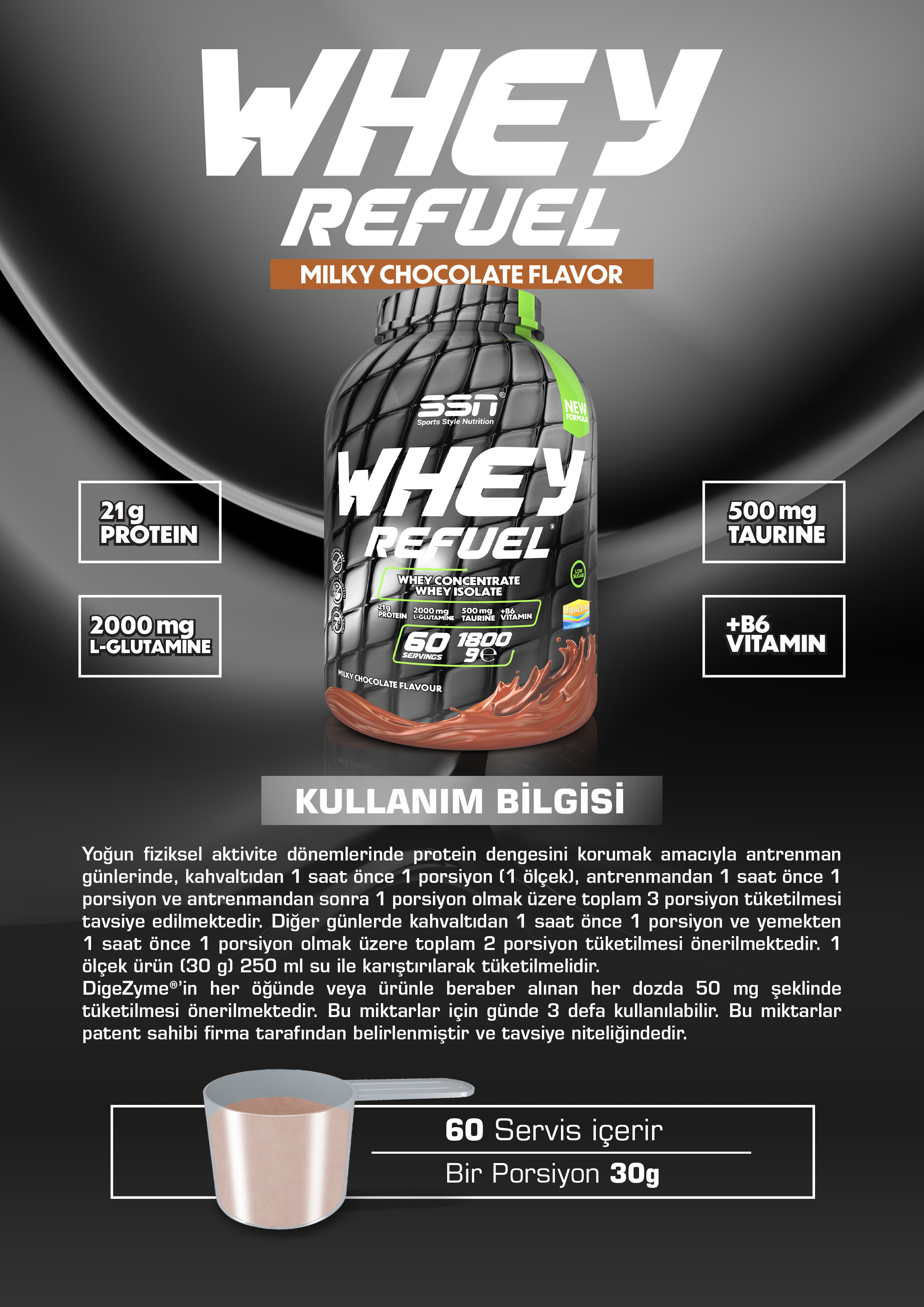 SSN %100 Whey Refuel Protein Tozu 1800 Gr Çikolata Aromalı | SSN Sports